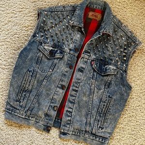 Levi's | Jackets & Coats | Vintage Levis Studded And Lined Denim Vest ...